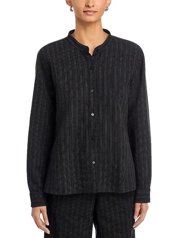 Eileen Fisher Mandarin Collar Top - Black