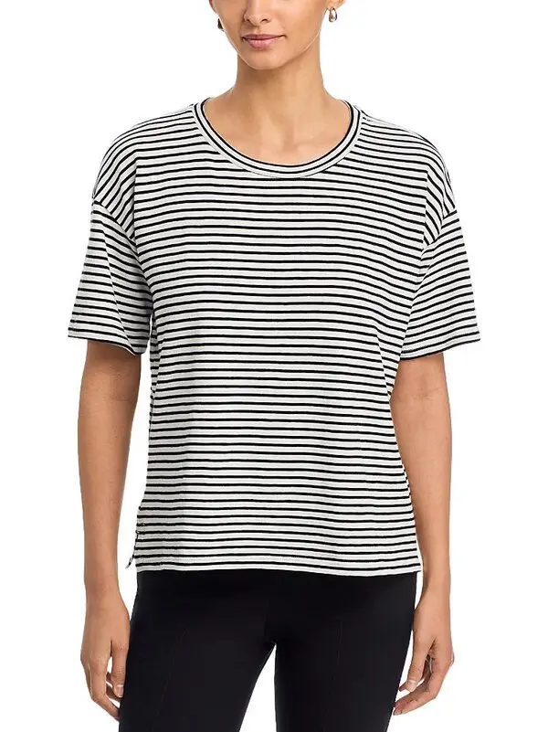 Eileen Fisher Crewneck Boxy Top - White/black