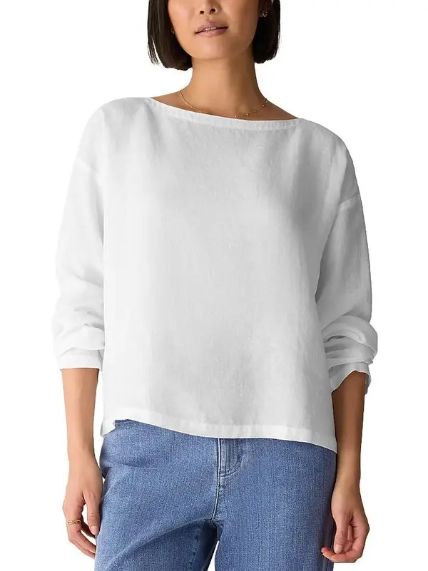 Eileen Fisher Boat Neck Boxy Top - White