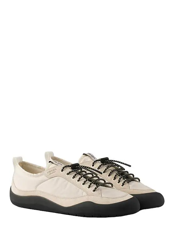 Prada Speedrock Re-nylon And Suede Sneakers - Ivory