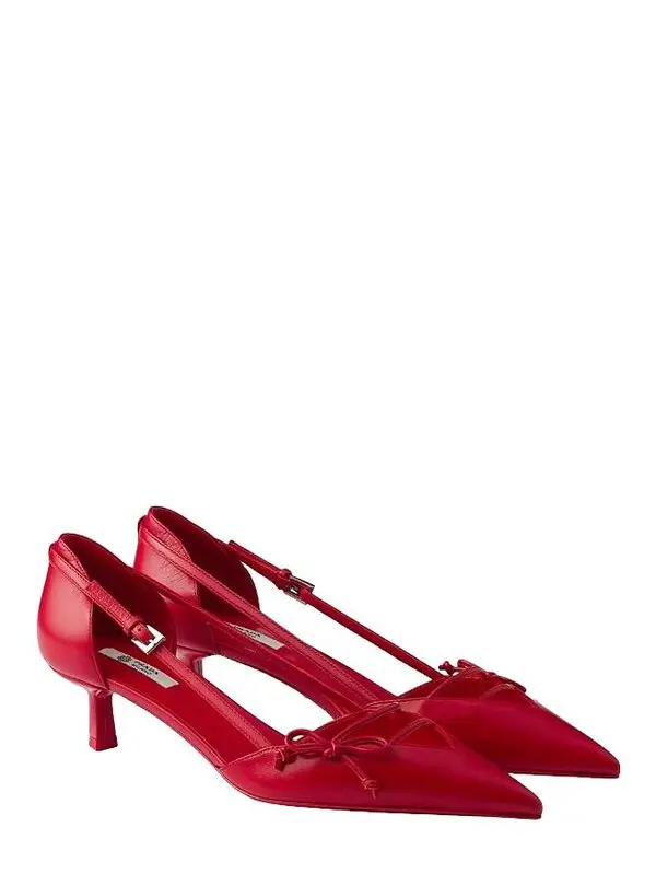 Prada Open-side Leather Pumps - Red