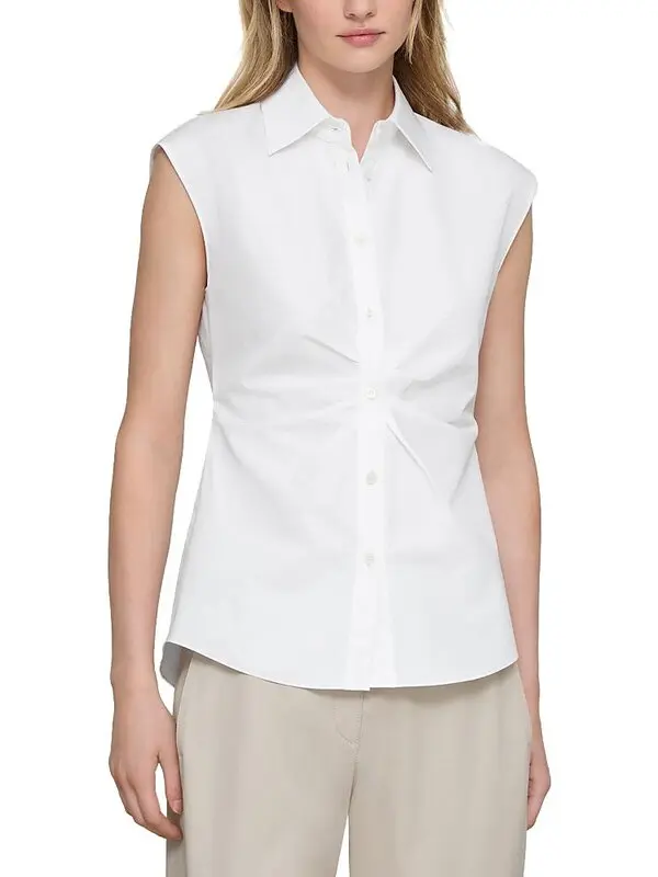 Lafayette 148 New York Sleeveless Button-front Shirt - White