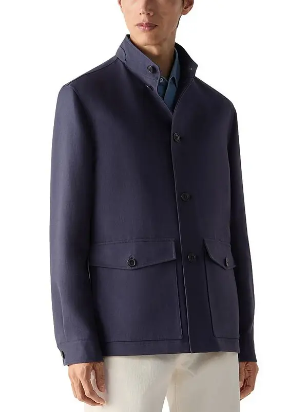 Zegna Cotton-hemp Chore Coat - Dark Indigo Blue