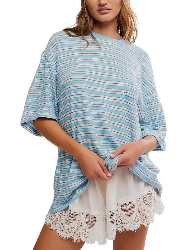 Free People All Love Stripe Pocket Tee - Blissful Blue