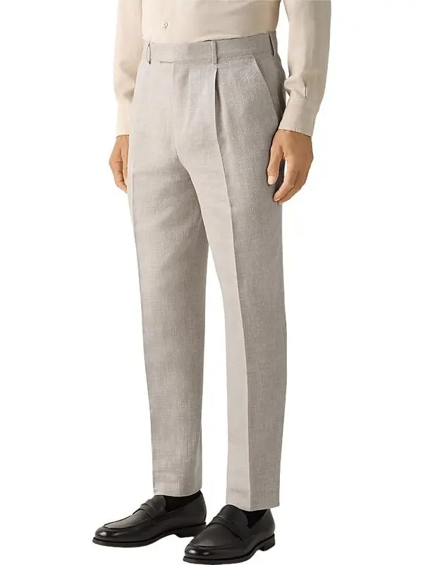 Zegna Crossover Wool, Linen & Silk Pants - Light Beige