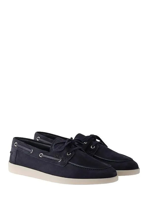 Prada Suede Boat Shoes - Blue