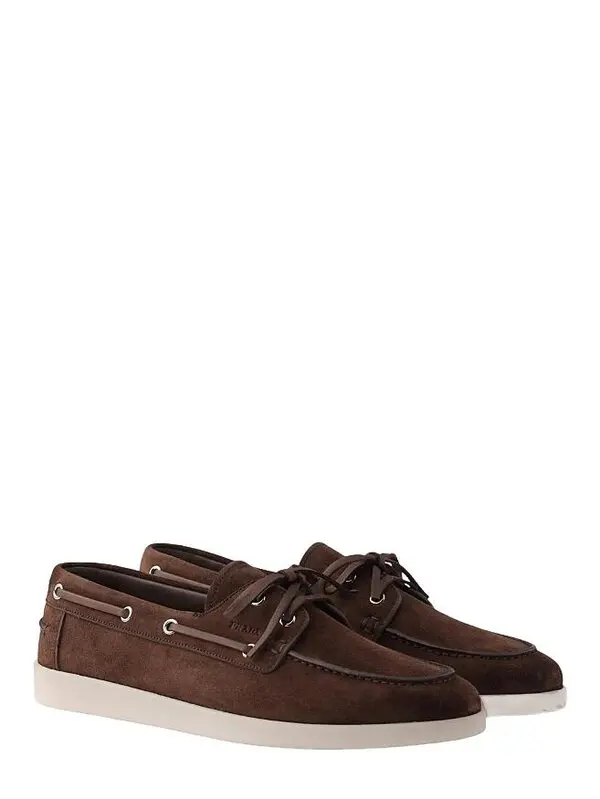 Prada Suede Boat Shoes - Brown