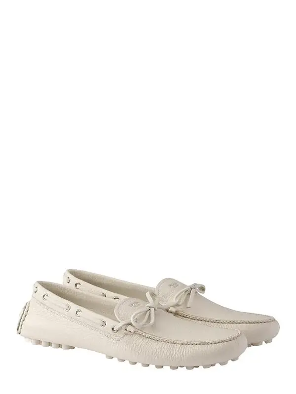 Prada Leather Driving Loafer - White
