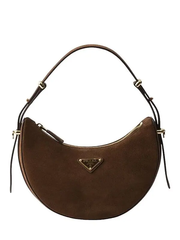 Prada Arque Mini Suede Shoulder Bag - Brown