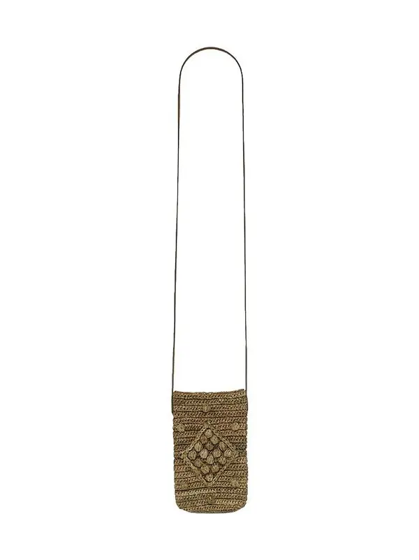 Gerard Darel Rosie Raffia Phone Crossbody - Khaki