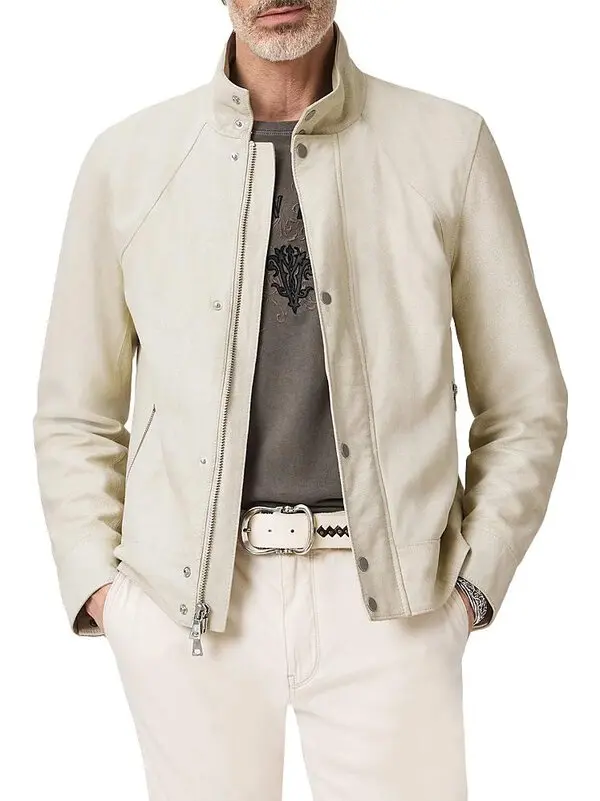 John Varvatos Ronan Cropped Leather Jacket - Ivory