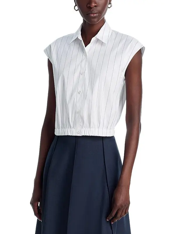 Theory Sleeveless Elastic Collared Shirt - Lavender Multi