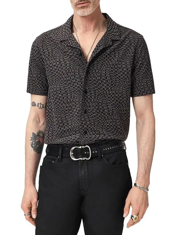 John Varvatos Cillian Short Sleeve Camp Collar Shirt - Black