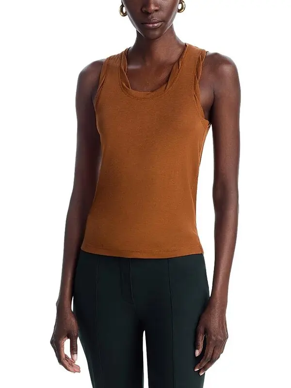 Theory Twist Band Soft Tank Top - Dark Cognac