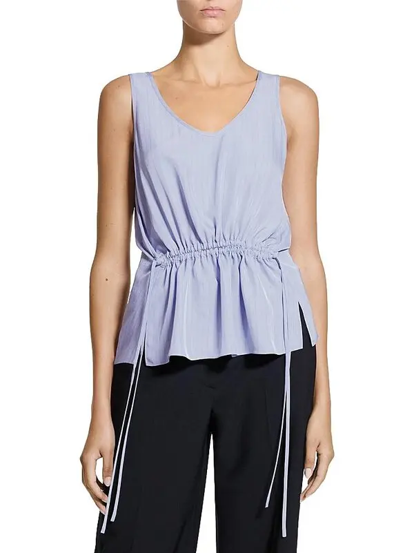 Theory Striped Washed Tie Easy Tank Top - Lavender Mutli