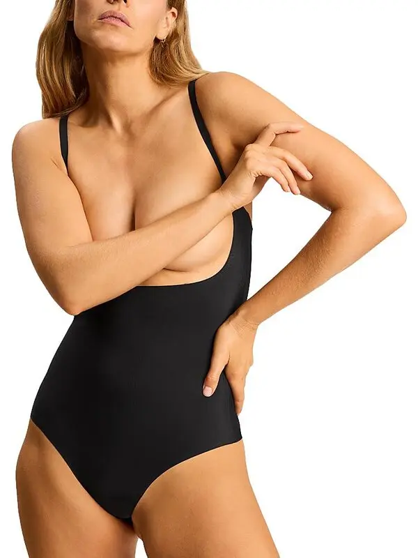 Commando Zone Smoothing Open Bust Bodysuit - Black