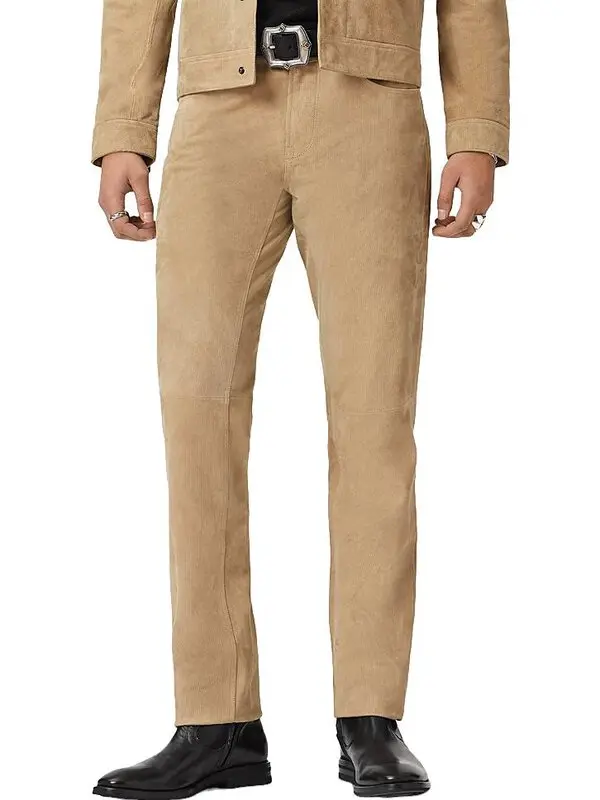 John Varvatos Embossed Suede Slim Fit Trousers - Dark Tan
