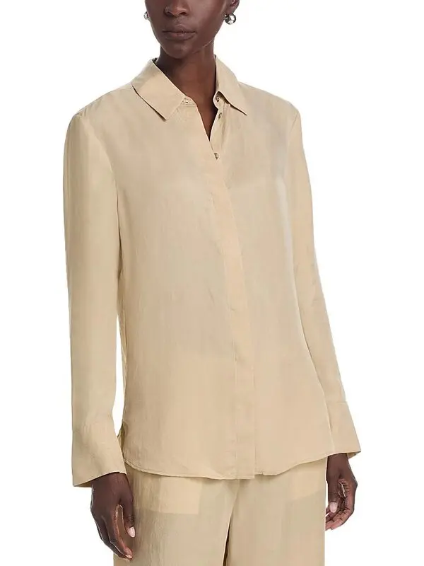 BOSS Beruta Button-front Lyocell Shirt - Pumice