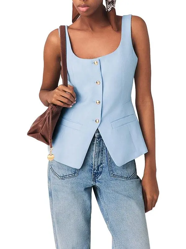 Maje Londibly Sleeveless Tailored Jacket - Blue Sky