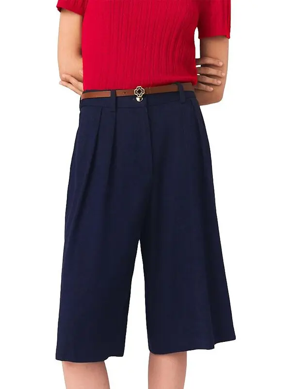 Maje Icailly Linen Blend Bermuda Shorts - Navy