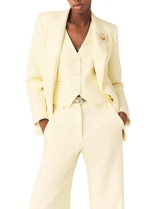 Maje Vilellow Double Breasted Suit Jacket - Pale Yellow