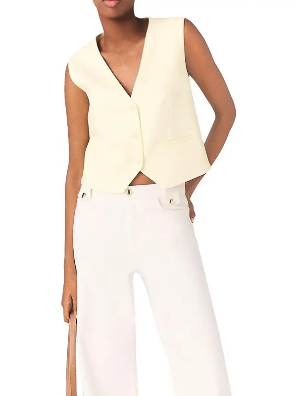 Maje Tailored Sleeveless Jacket - Pale Yellow