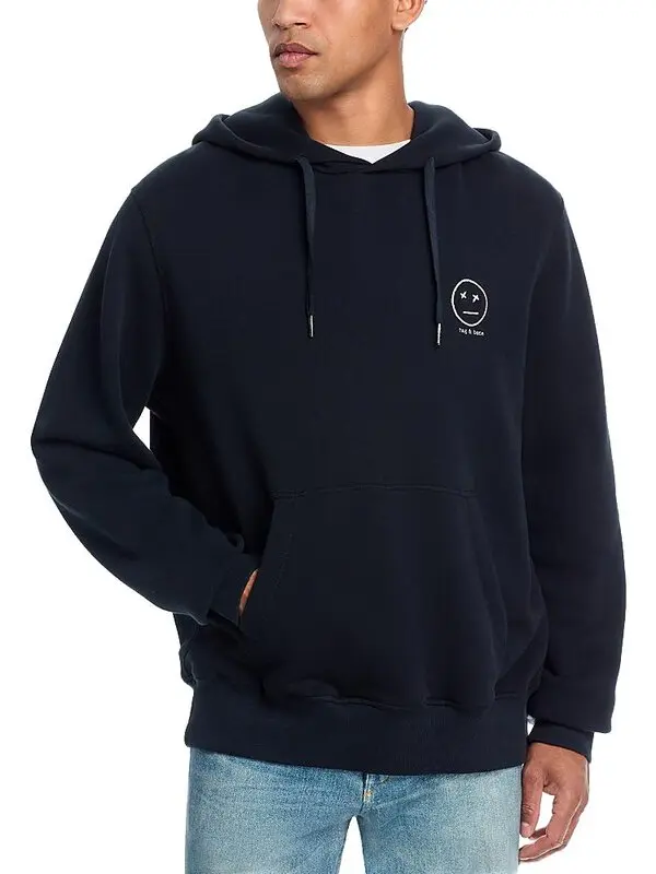 Rag & Bone Embroidered Drawstring Hoodie - Black