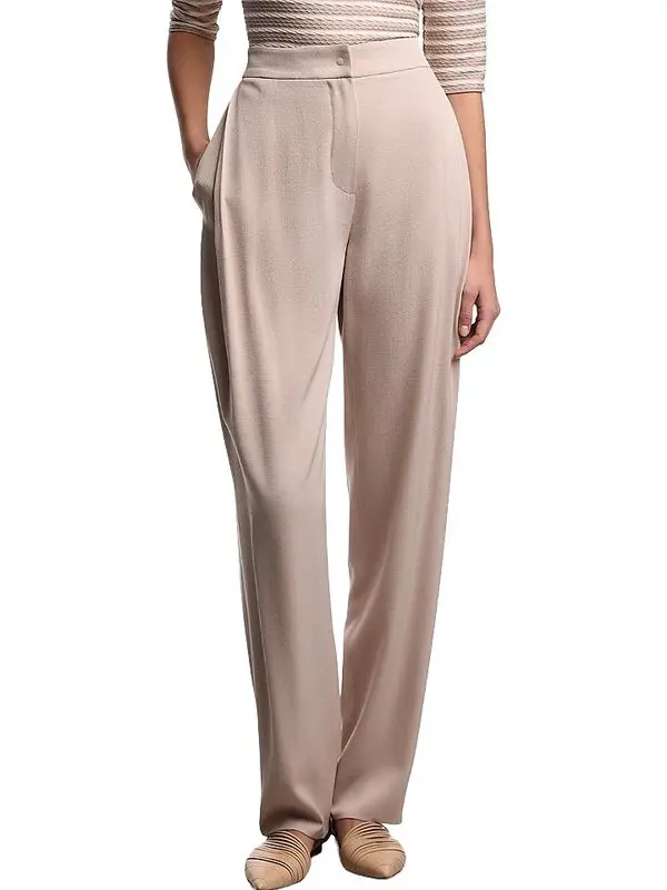 Emporio Armani Washed Twill Straight Trousers - Almond