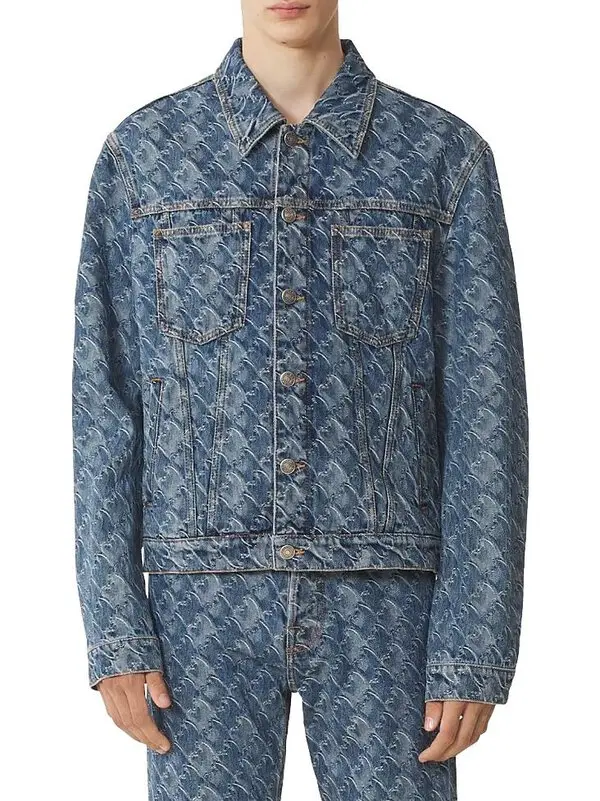 LANVIN Lunar Year Jacquard Denim Trucker Jacket - Blue Denim