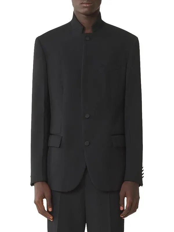 LANVIN Wool Jacket With Stand Collar - Black.