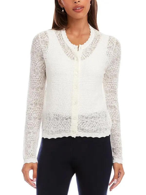 Karen Kane Pointelle Cardigan - Off White