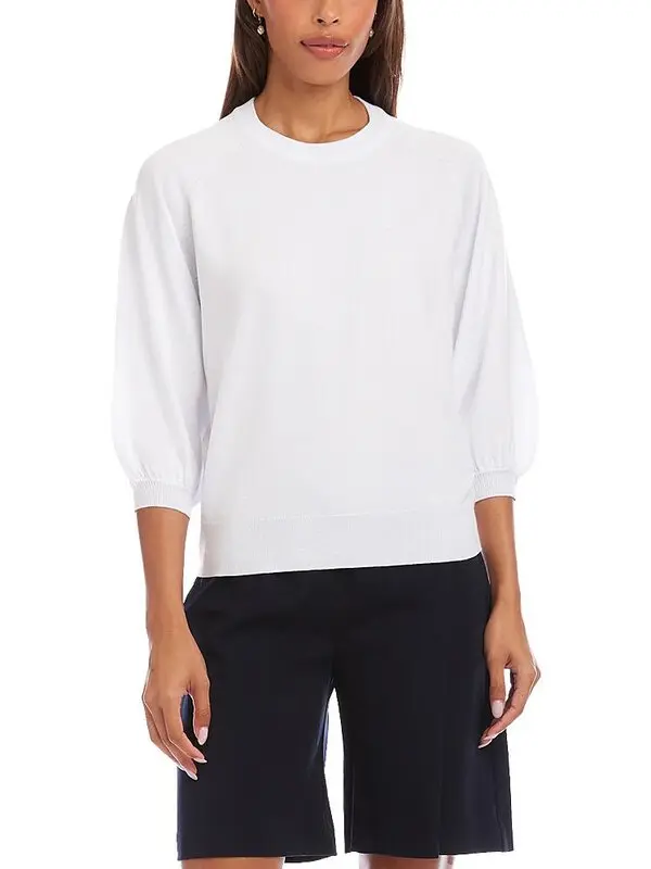 Karen Kane Puff Sleeve Raglan Sweater - White