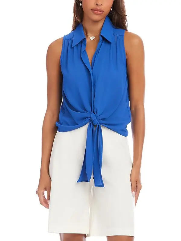Karen Kane Sleeveless Tie-front Top - French Blue