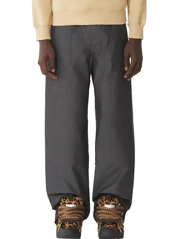 LANVIN Wide-leg Chambray Trousers - Anthracite.