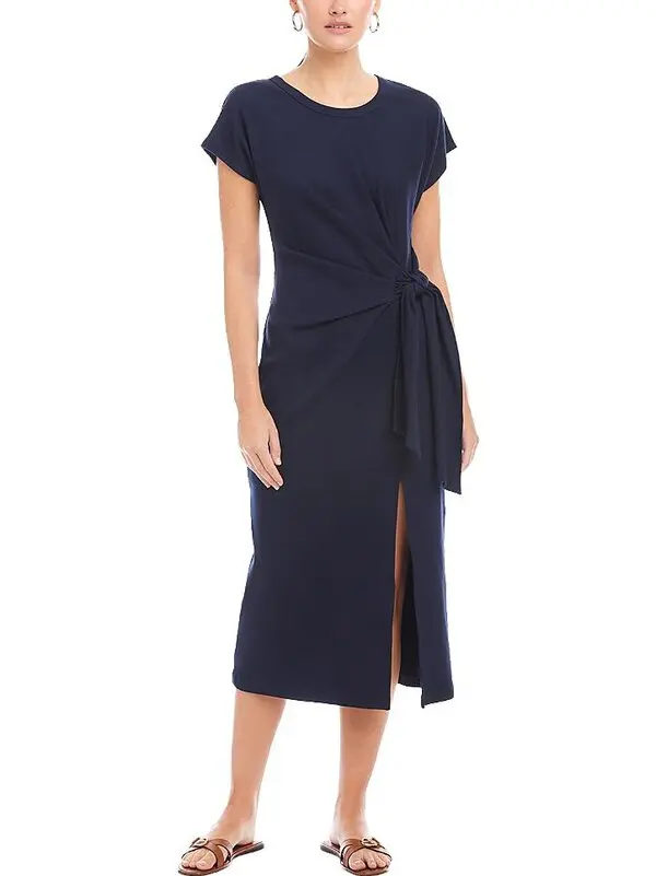 Fifteen Twenty Marisa Side Knot Midi Dress - Navy