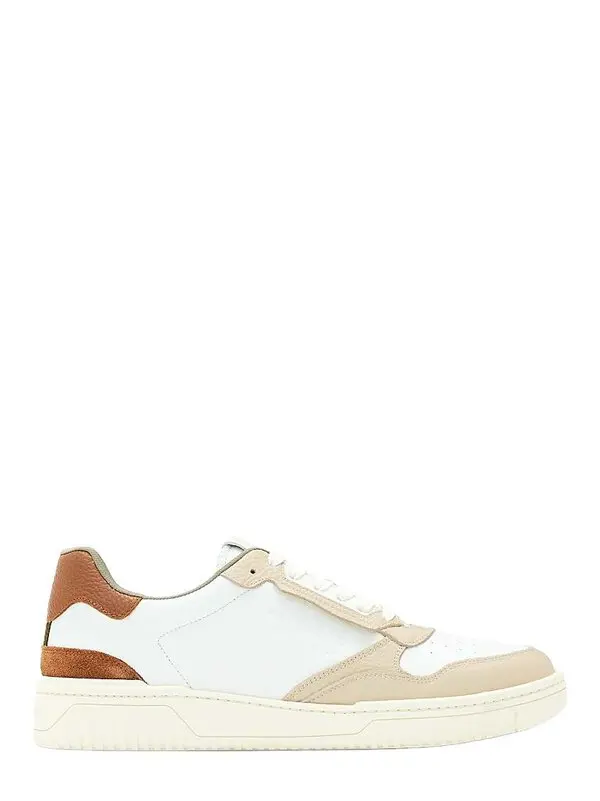 ALLSAINTS Regan Leather Lace-up Low Top Sneakers - White/yellow
