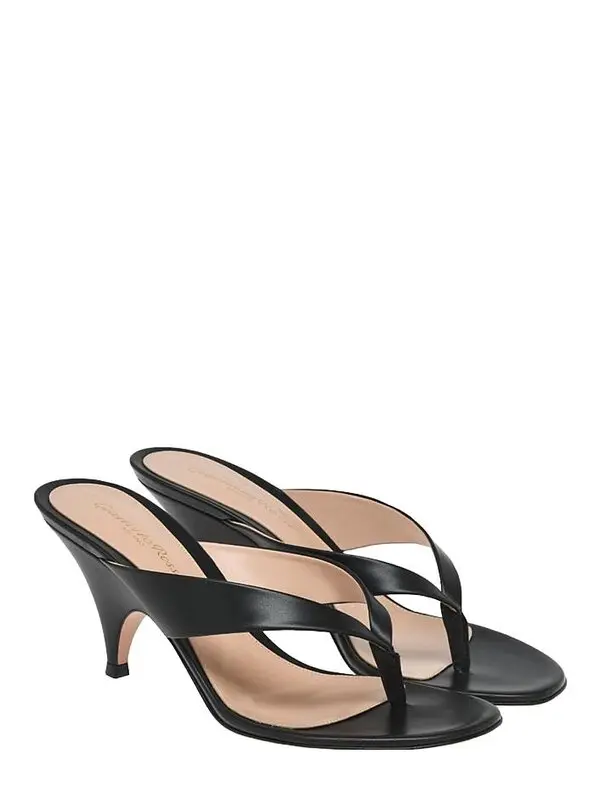 GIANVITO ROSSI Sofia Thong Sandal - Black Calf Leather