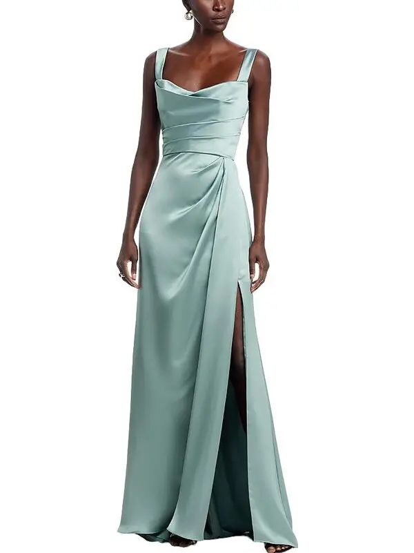 Amsale P437s W Strap Dress - Jade