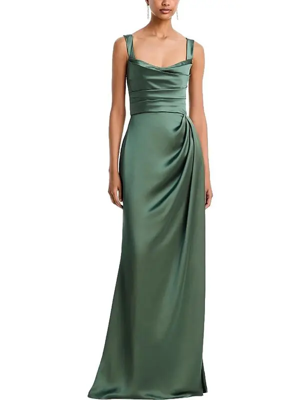 Amsale P437s W Strap Dress - Olive