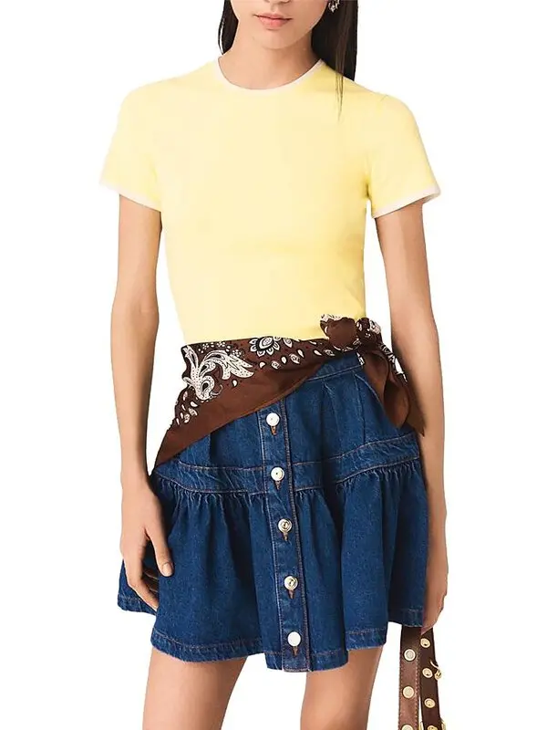 Maje Mipose Round Neck Cut Out Sweater - Pale Yellow