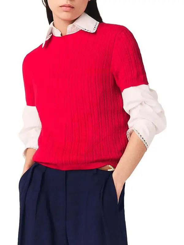 Maje Mapi Cable Knit Sweater - Red
