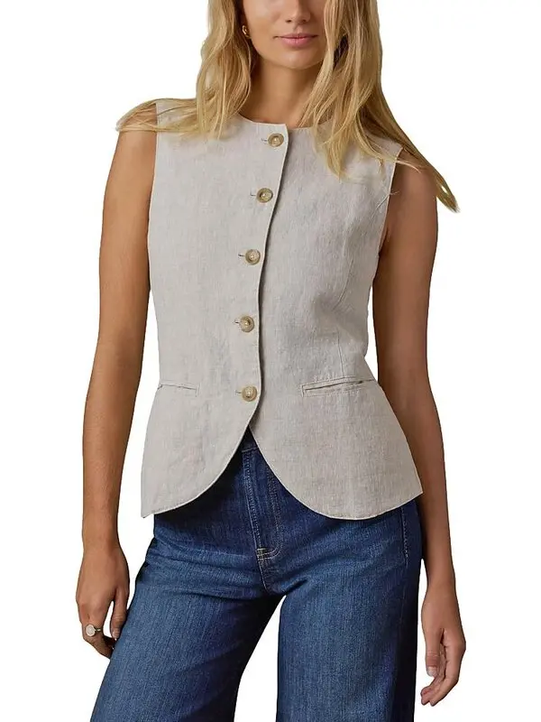 Faherty Brand Sun Strider Linen Vest - Flax