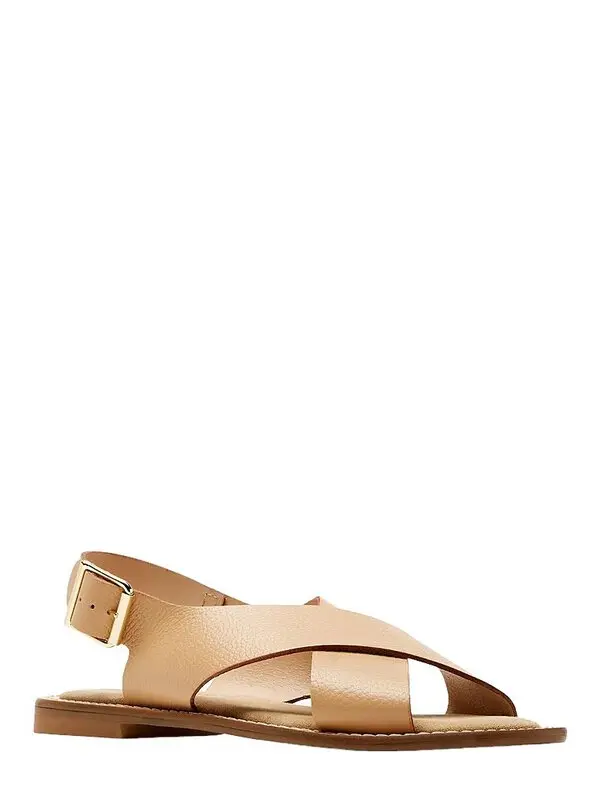 La Canadienne Freeda Leather Flat Sandals - Caramel