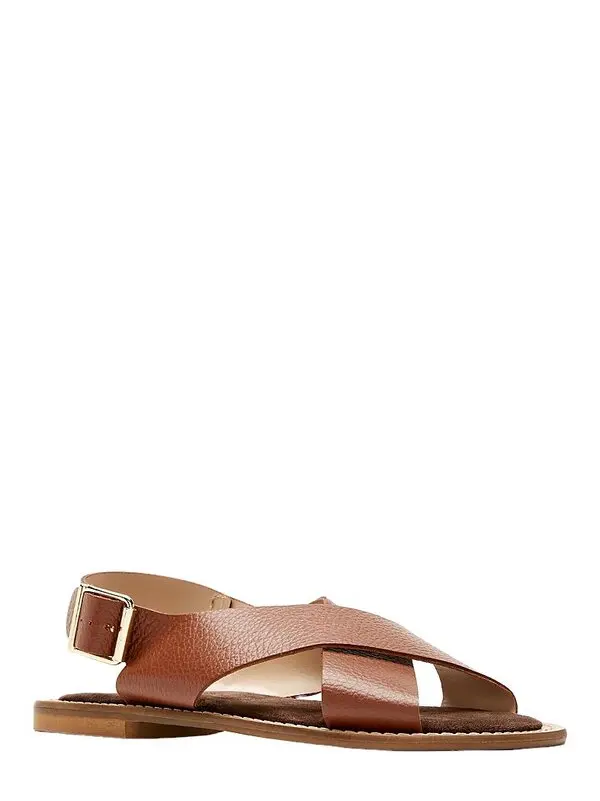 La Canadienne Freeda Leather Flat Sandals - Caramel