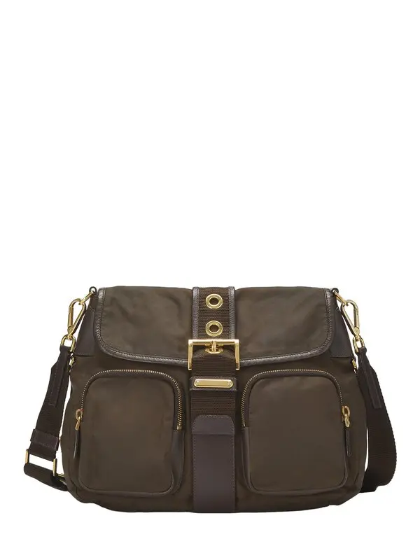 Prada Buckle Flap Messenger Bag - Brown