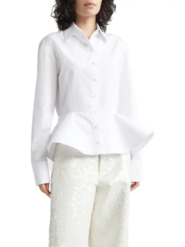 Stella McCartney Cotton Poplin Peplum Shirt - Pure White