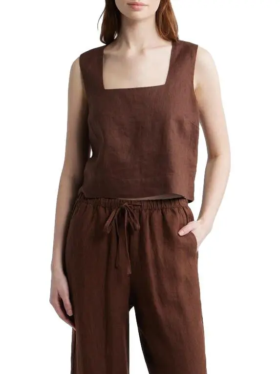 Rails Akira Square Neck Linen Top - Espresso