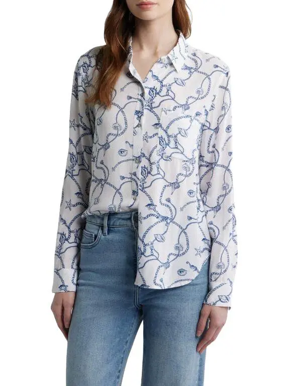 Rails Josephine Seashell Chain Print Shirt - Nautical Chains