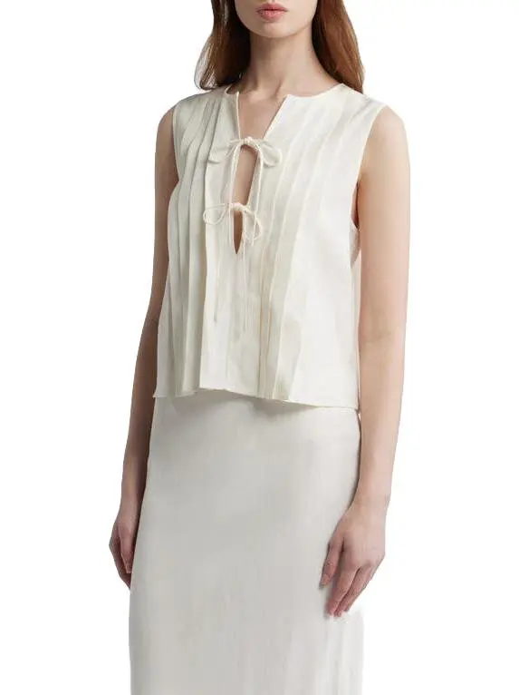 Rails Aja Pleat Sleeveless Top - Ivory