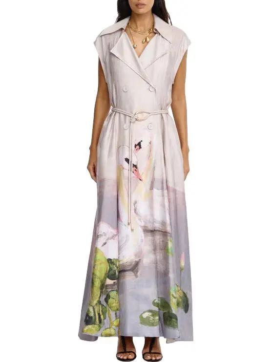 Acler Evandale Swan Maxi Coatdress - Swan Song